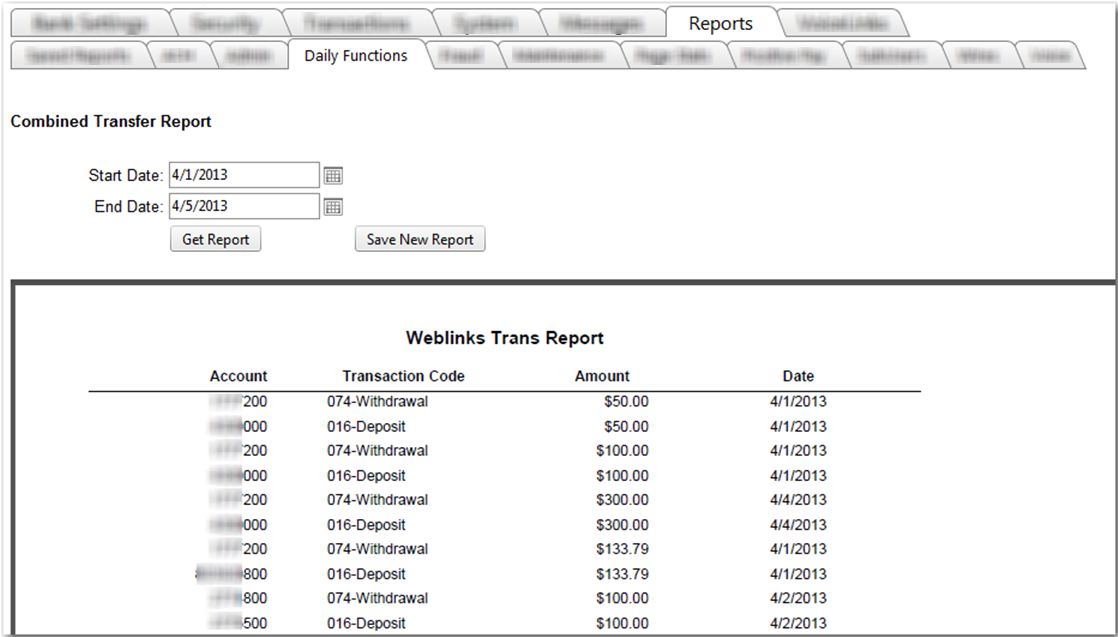 Combined Transfers report